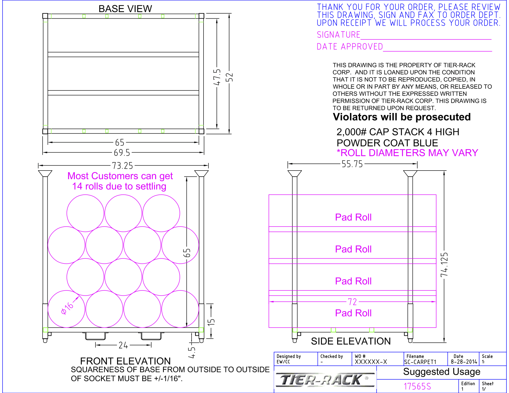 Order Pad Racks | Carpet Pad Racks for Warehouses - Tier-Rack